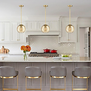 1 Light 8" Glass Kitchen Island Mini Semi Flush Mount Ceiling Light,Chandelier Ancient Amber Glass Shade Chrome Finish for Living Room Dining Room Bedroom Over Sink