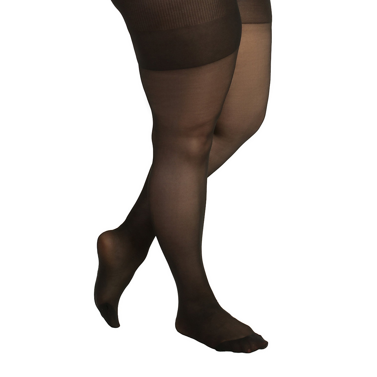 Plus Size Pantyhose for Women Soft Sheer Queen Tights 2 Pairs (8X, Black)