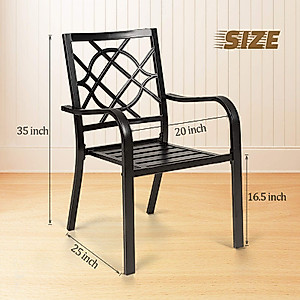 Patiomore 4 Piece Outdoor Dining Chairs 300 lbs Patio Bistro Chairs Stackable Wrought Iron Chairs with Armrest for Garden, Backyard, Balcony