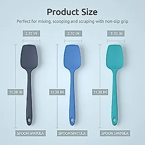 U-Taste Silicone Spoon Spatula Set, 600ºF High Heat Resistant BPA-Free Flexible Rubber Scraper, Cooking Mixing Baking Kitchen Utensils Set of 3 (Multicolors)