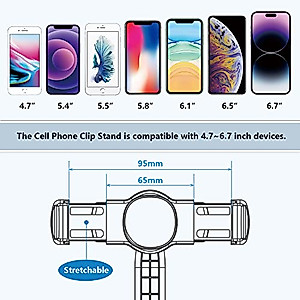 PEPPER JOBS Cell Phone Stand Adjustable Height & Angle Phone Holder Phone Stand for Desk Cell Phone Clip Stand Holder Two-in-one Live Streaming Stand Compatible with 3.5"-6.7" Device