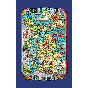 Kay Dee Designs Adventure Destinations Michigan Map Tea Kitchen Towel, 18" x 28", Various