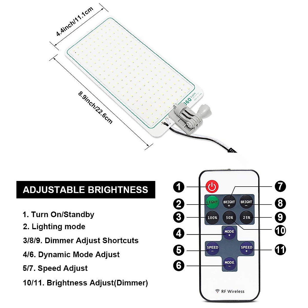 Uboway Outdoor Camping Lights Telescopic Fishing Rod Lamp with IR Remote for Camping, Fishing, Travelling, Party 12V
