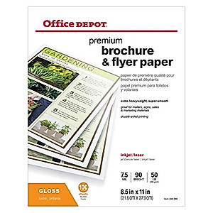 Office Depot Professional Brochure And Flyer Paper, Glossy, 8 1/2in. x 11in., 50 Lb, Pack Of 100 Sheets, 124213