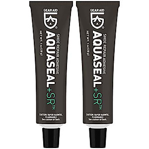 GEAR AID Aquaseal SR Shoe Repair Adhesive For Fixing Holes in Hiking, Work, Boots, Rainboots, Shoes, Soles and Rebuild Heels, Clear, 2 Pack