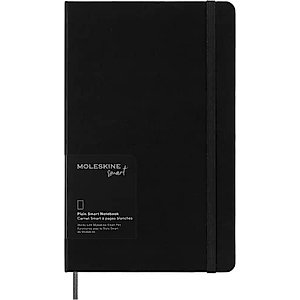 Moleskine Smart Notebook, Large, Plain, Black, Hard Cover (5 x 8.25)