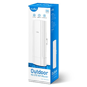 Cudy Unlocked Outdoor 4G LTE Modem Router with SIM Card Slot, N300 WiFi, EC25-AFX, IP65, PoE or DC, Pole or Wall mounting, DDNS, VPN, Cloudflare, LT300 Outdoor