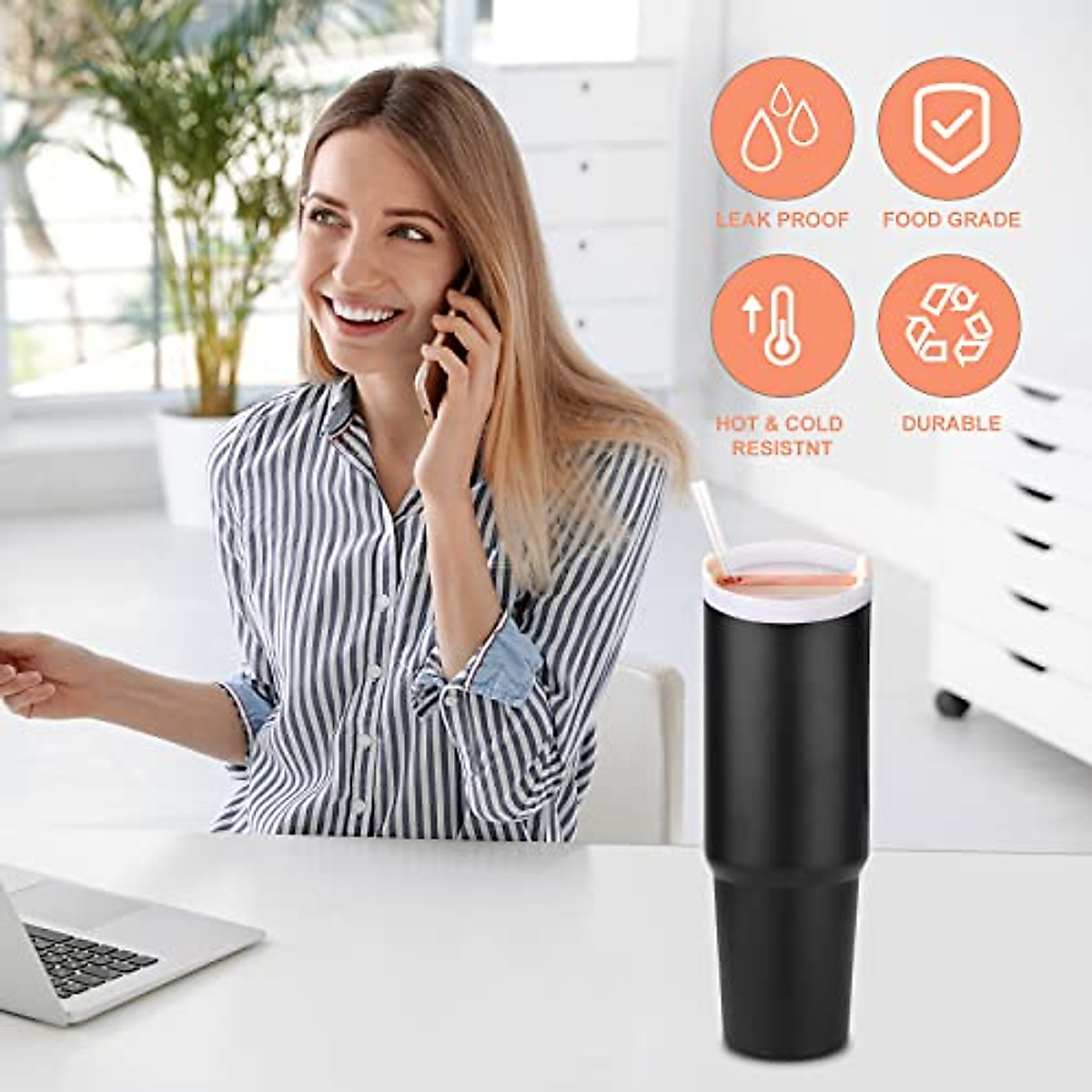 2pcs Tumbler Replacement Lids for Stanley Tumblers, No Leakage Tumbler Cup Lids Accessories for Stanley Quencher H2.0 40oz with Handle, Also for Adventure Quencher Travel Tumbler 40oz