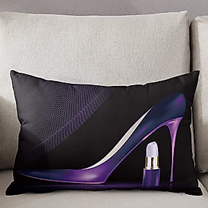Maliyand Body Pillow Covers,Purple Lipstick and High Heel Black Decorative Pillow Cover Pillow Case Cushion Cover for Bed Sofa Couch Home Decor 20"x30"