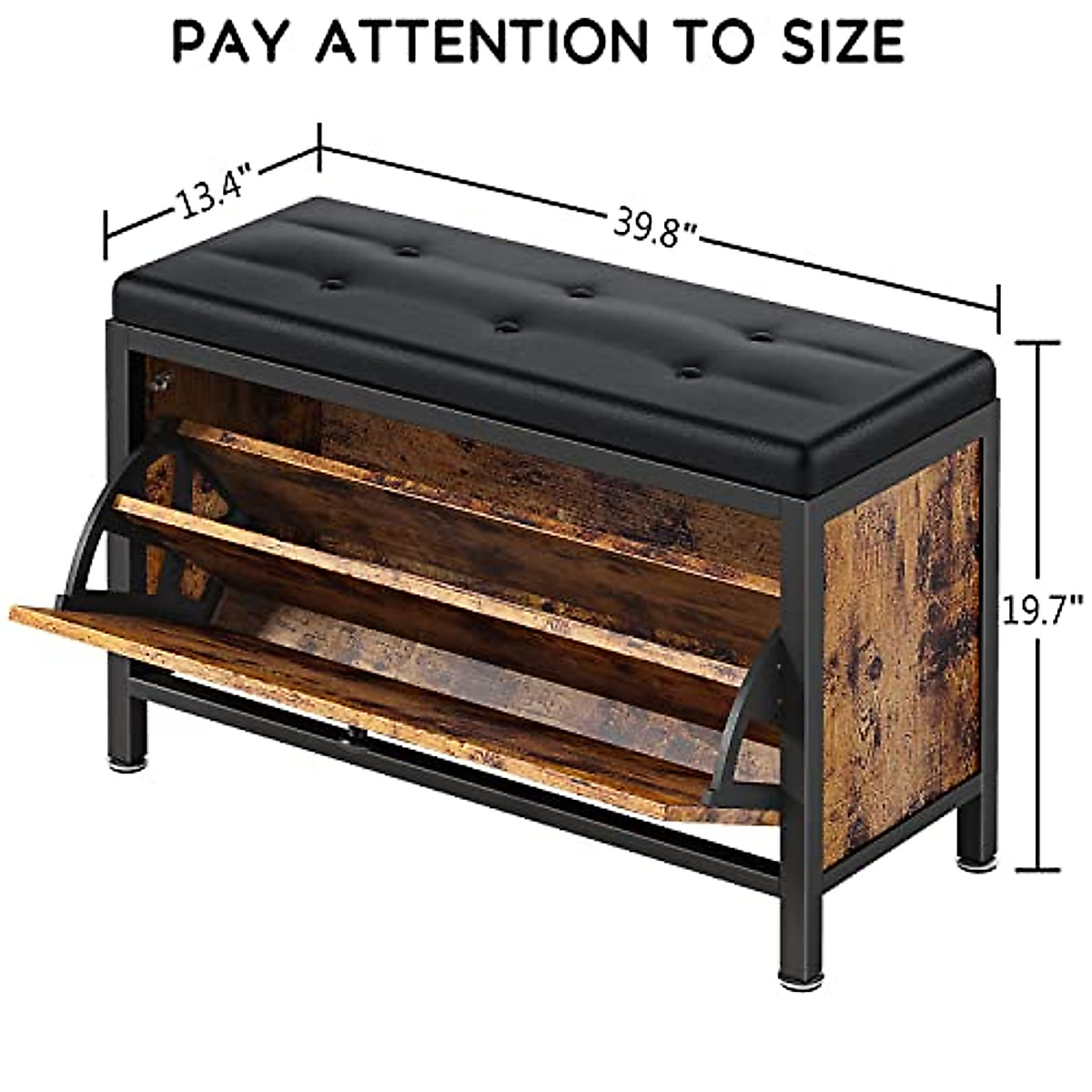 Mostmahes 8-10 Pairs Shoe Storage Bench with Hidden Shoe Rack, Entryway Bench Seat with Shoe Storage Shelf, Shoe Storage Cabinet for Entryway Closet