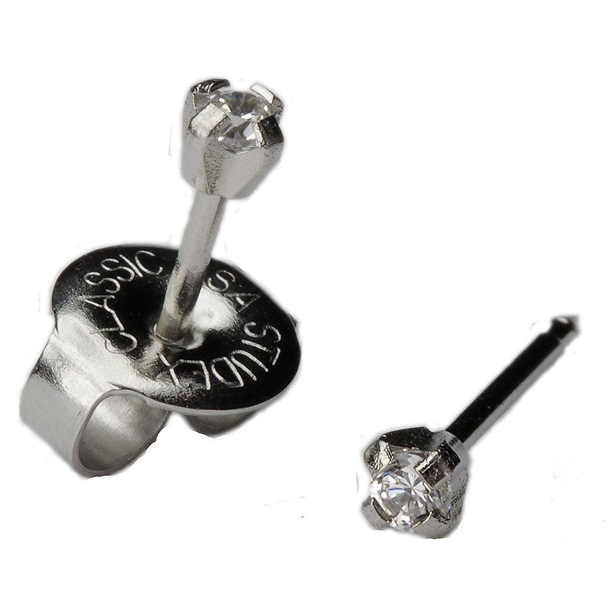 Ear Piercing Earrings Silver Stainless Mini 2mm Clear CZ Studs Studex System 75 Hypoallergenic by Studex 7532-0100-23