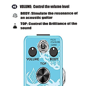 Koogo Guitar Acoustic Pedal Analog Acoustic Guitar Simulator Pedal for Electric Guitar