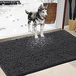 IM HOME Durable Chenille Absorbent Door Mat Indoor Doormat 24" x 36", Washable Door Mats for Dog Non Slip Heavy Door Rug Soft Front Inside Doormat for Entryway, Mud Room, Patio Dark Gray
