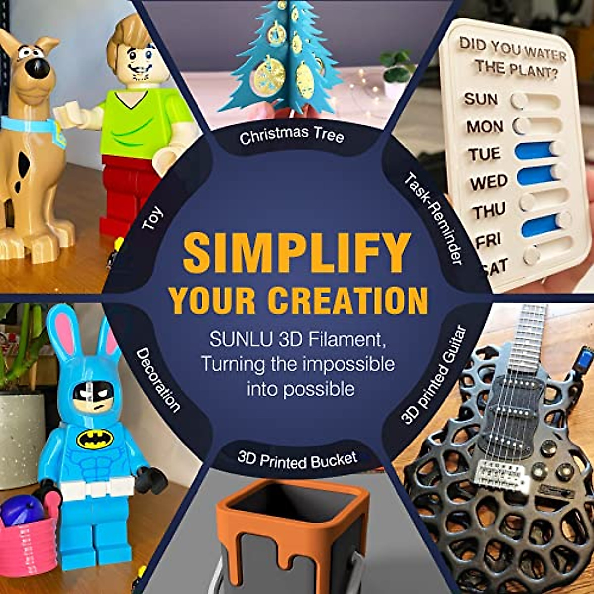 SUNLU 3D Printer Filament PLA Matte 1.75mm, Black& SUNLU Filament Dryer Box S2 for 3D Printer Filament, Black