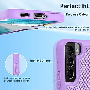 BNIUT for Samsung Galaxy S22 5G Case: Dual Layer Protective Heavy Duty Cell Phone Cover Shockproof Rugged with Non Slip Textured Back - Military Protection Bumper Tough - 6.1inch (Girly Purple)