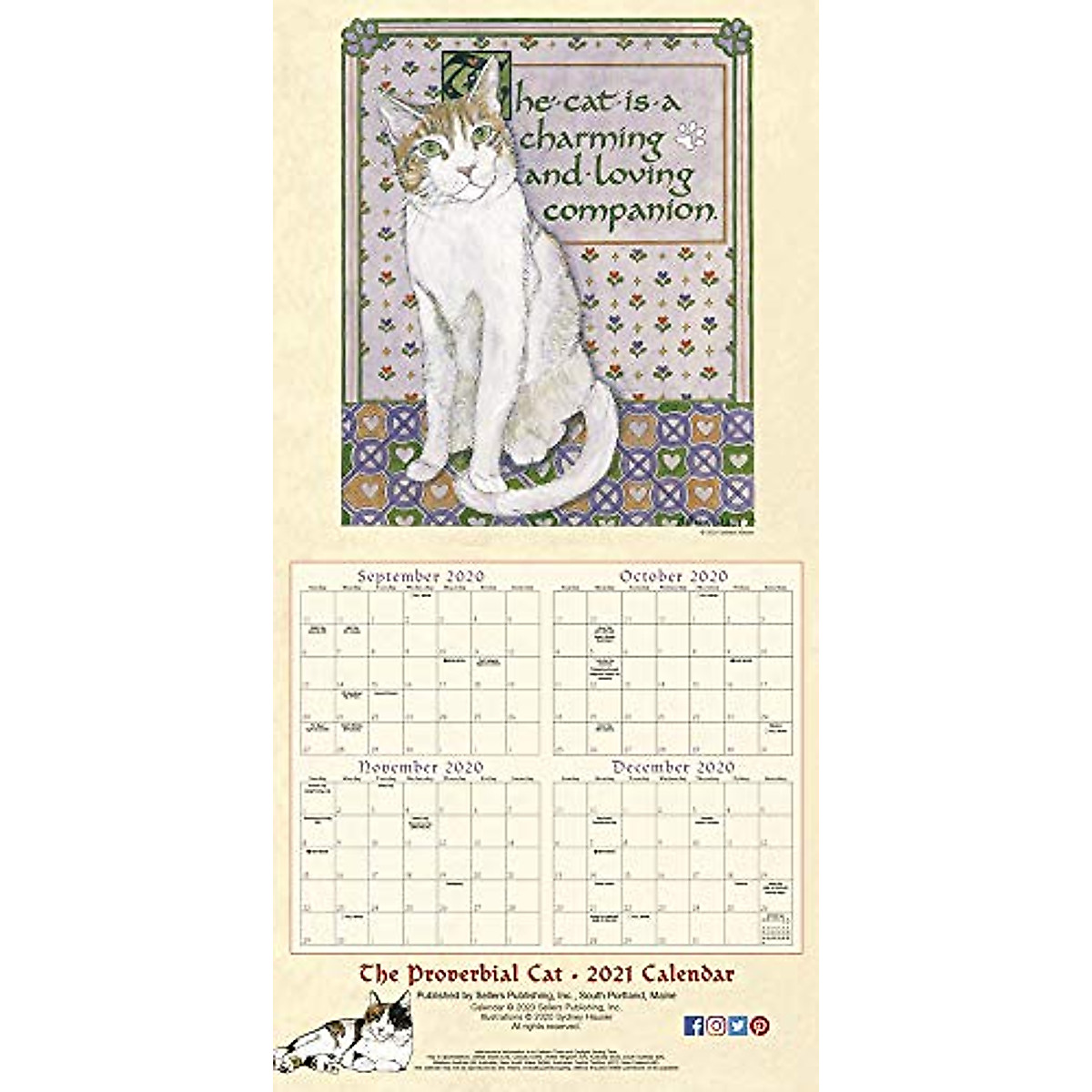 2021 The Proverbial Cat Feline Inspirations 16-Month Wall Calendar