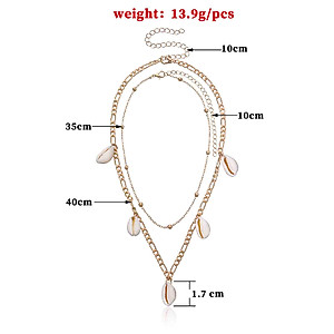 Yheakne Boho Layered Shell Necklace Choker Gold Cowrie Shell Choker Necklace Dangle Seashell Choker Vintage Layering Necklace Chain Jewelry for Women