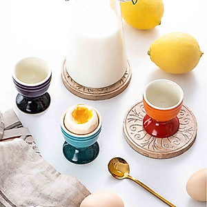 UNICASA Ceramic Egg Cups, Porcelain Colorful Egg Cup Set of 6, Stand Holder for Soft Boiled Eggs, Microwave & Dishwasher Safe