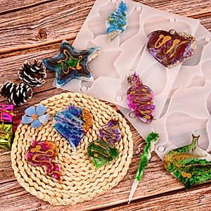 Actvty Christmas Resin Molds Silicone, 2 Pcs Christmas Ornaments Silicone Molds for Epoxy Resin, Christmas Pendant Molds DIY Resin Crafts Jewelry Xmas Decor Gift