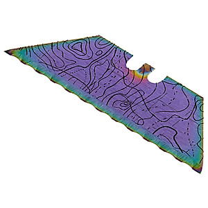 NDZ Performance Serrated Steel Blade Replacement for Berkling Utility Knife, Custom Double Sided Laser Engraved Designs, Rainbow - Topographic Map, 3 Pack