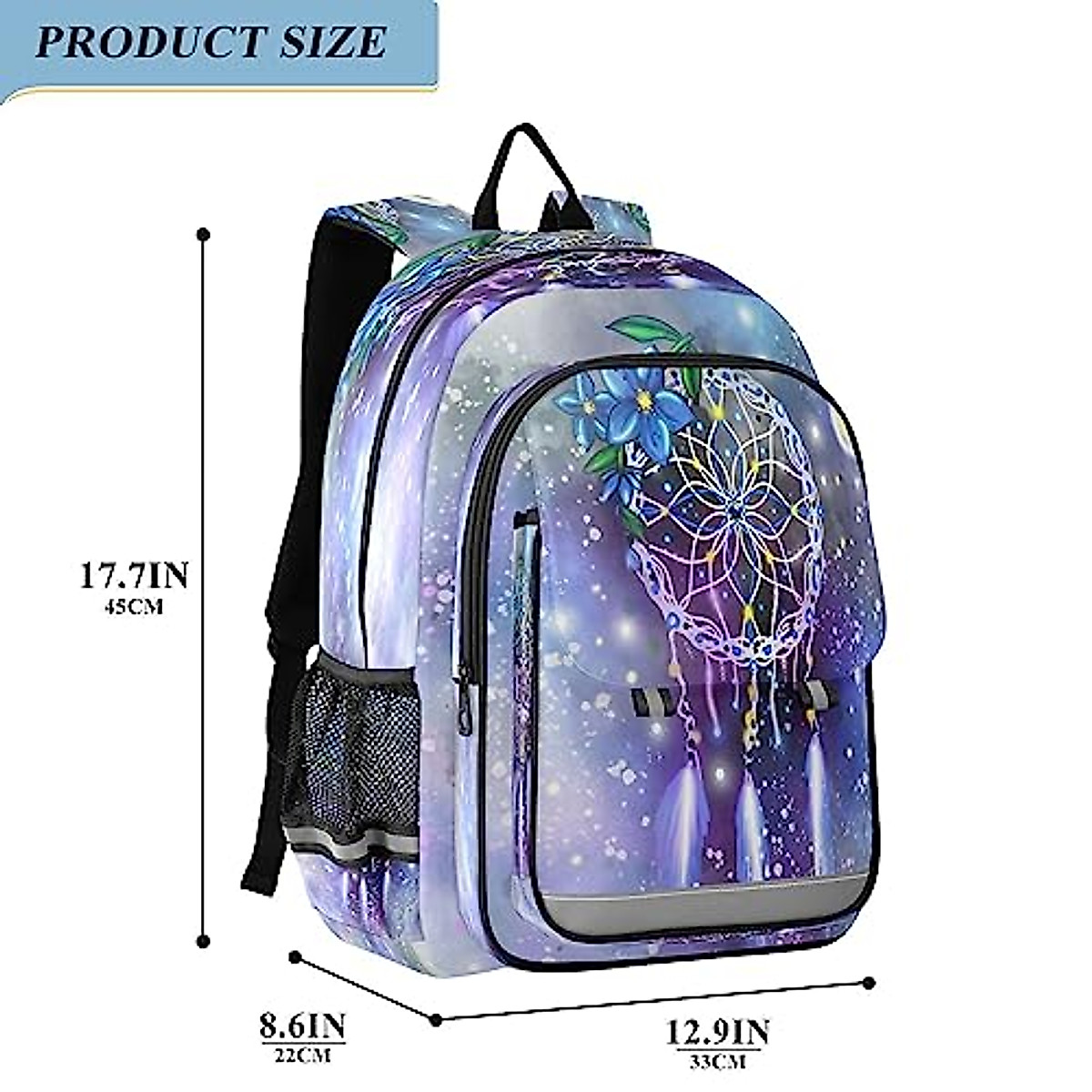 Primary Middle School Backpack Dream Catcher Bohemian Kids Book Bags for Teens Kindergarten Sturdy Waterproof Lightweight Durable Ages 6-12