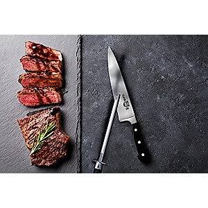KUMA Kitchen Knife Sharpener - USER FRIENDLY - 8 Inch Steel Honing Rod for Sharpening your Chef's Knife, Carving Knife, Chopping Knives, And More! - Easily Hone & Recover Your Sharp Edge Today!