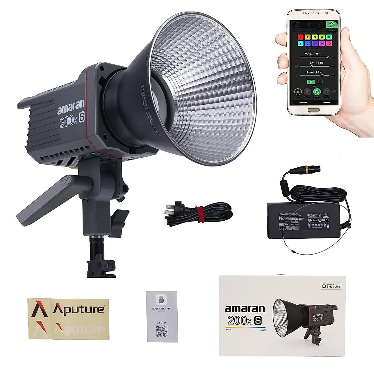 Amaran 200X S 200Xs Bi-Color COB LED Video Light Made by Aputure, DC/AC Power Supply, APP Control Continuous Studio LED Light for Portrait,Studio,Interview and Filming