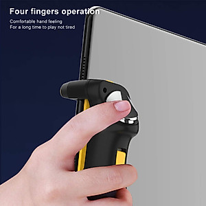 Bindpo Tablet PC Gamepad, Continuous Shooting Gamepad Comprehensive Protection Four Fingers Game Joystick Shooter Gamepad,for Android SystemiOS System(Yellow)