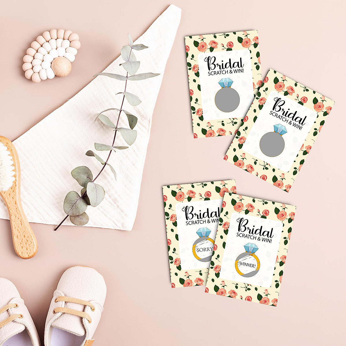 buwanJH Bridal Shower Scratch Off Game, Wedding Shower Games Ideas, Easy to Play, Raffle Tickets 5 Winners Cards and 35 Loser Cards