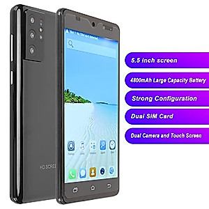 S21 Ultra Pro Unlocked Smartphone, 5.5in HD Screen Cellphone Supports 2.4G 5G WiFi, MT6580 Octa Core CPU Mobile Phone, 4800Mah Battery, Dual SIM Cards, 3.5mm Headphone Jack