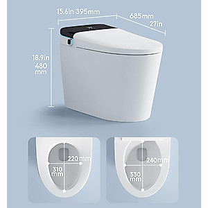 HomSof Smart Bidet Toilet with Auto Flush,Foot Sensor Flush,Heated Seat,Warm Water,Warm Air Drying,Remote Control,One Piece Bidet Toilet for Bathrooms