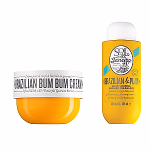SOL DE JANEIRO Brazilian Bum Bum Cream Full Size and Brazilian 4 Play Moisturizing Shower Cream Gel Body Wash - 385mL Bundle