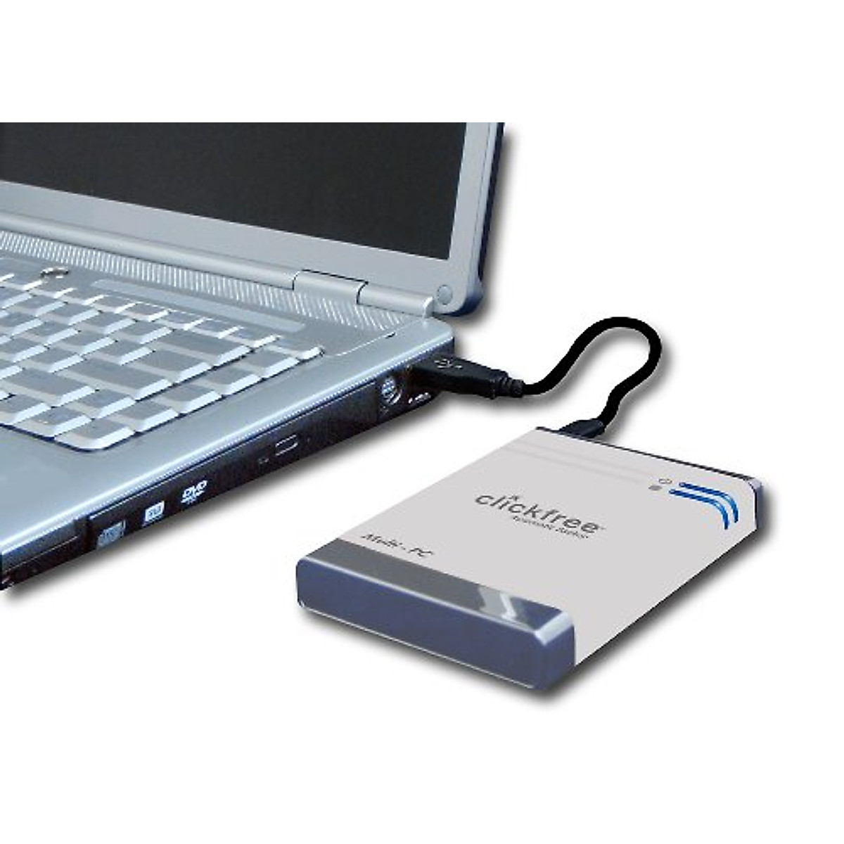 ClickFree Automatic Backup 160 GB USB 2.0 Portable External Hard Drive HD801 (Metallic Silver)