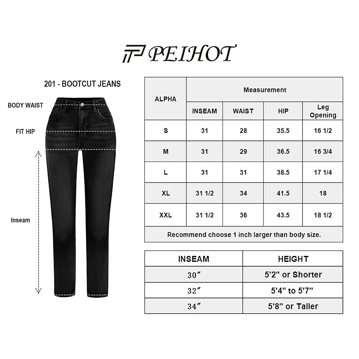 PEIHOT Women's Jeans 90s Mid Rise Bootcut Jeans High Stretch Black Jeans Size 8 Pantalones De Mujer Boot Cut Denim Pants