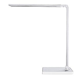 Phive Dimmable LED Desk Lamp with Fast Charging USB Port, Touch Control, 8-Level Dimmer / 4 Lighting Modes, Aluminum Body, Eye-Care LED, Table Lamp for Bedroom/Reading/Study (Silver)