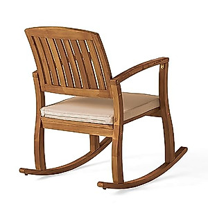 Christopher Knight Home Selma Acacia Rocking Chairs with Cushions, 2-Pcs Set, Teak Finish