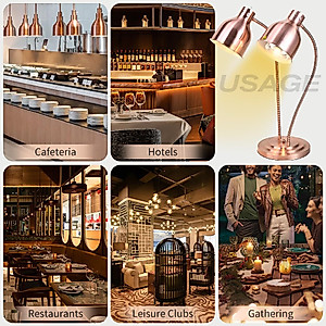 DUEBEL Dual Head Heat Lamp for Food, 360° Adjustable Pretzel Warmer, Commercial Food Warmer for Buffet, Catering, Restaurant, Parties, Holidays and Entertaining, Concession Stand Supplies