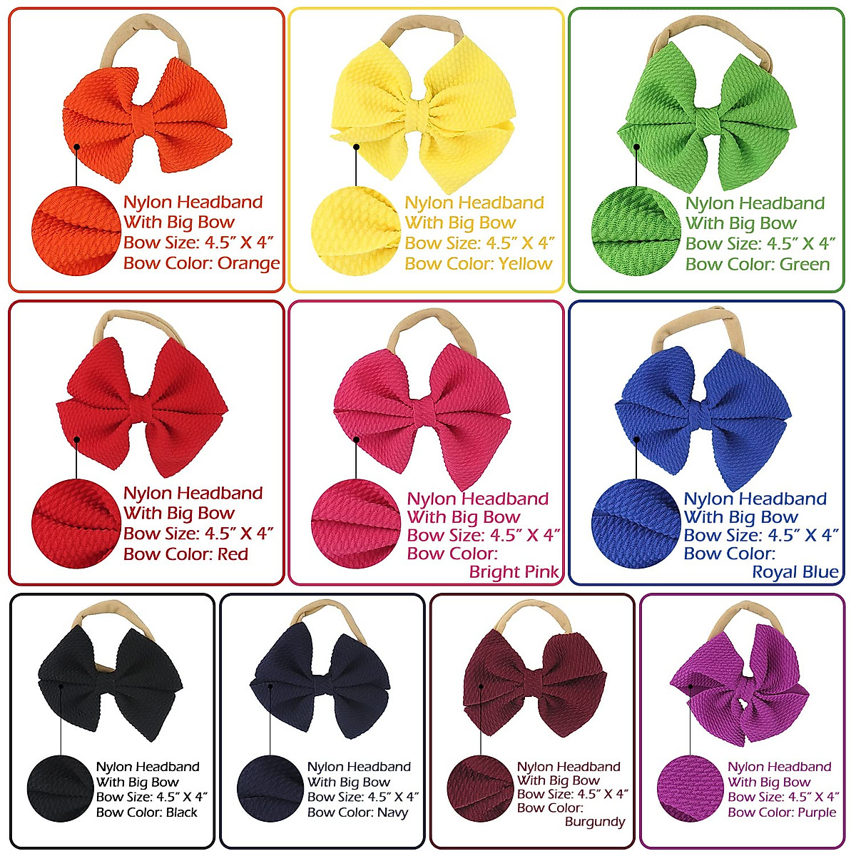 MEEDEE 20 Pack Nylon Headbands: Newborn Bows, Large Baby Bows, Photography Hair Accessories for Infants and Little Girls