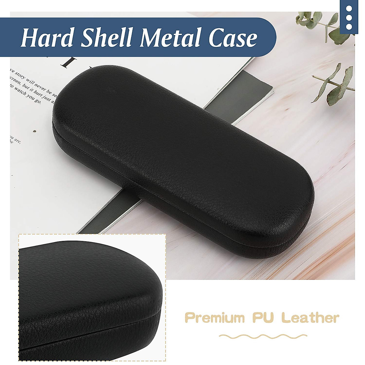 MoKo Hard Glasses Case, Hard Shell Sunglasses Case Anti-Scratch Eyeglasses Bag Portable Eyeglasses Holder Box Eyeglass Case for Women Men, Black