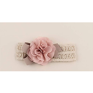 Denifery Baby Girls Cute Headband Elastic Lace Hair Band Pink Flower Headband Hair Accessories
