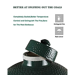 Ceramic Damper Top for Medium Large and XLarge Big Green Egg,Dual Function Ceramic Grill Top Damper,Kamado Accessories Charcoal Grill Top Parts Replacement for Easy Grasp and Anti-Hot