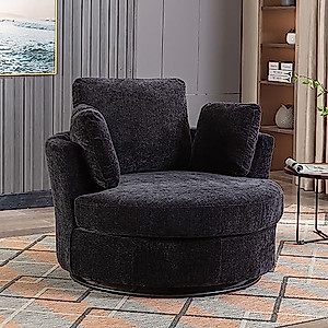 Oversized Swivel Accent Barrel Chair with 3 Pillows,Modern Comfy Upholstered 360 Recliner Sofa Cozy Club Chaise Leisure Round Loveseat Lounge Armchair for Living Room/Bedroom/Hotel/Nursery/Office