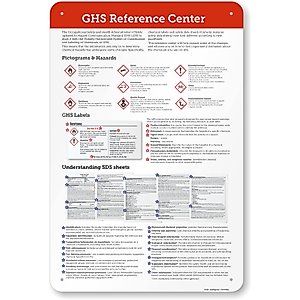 SmartSign 18 x 24 inch Safety GHS Poster “GHS Reference Center - Pictograms And Hazards, GHS Labels, Understanding SDS Sheets” 55 mil Tear-Resistant Plastic, Pre-Drilled Holes, Multicolor, USA-Made