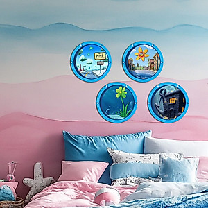 HK Studio Funny Ocean Porthole Cool Room Decor - Room Decor Y2K for Dorm, Teen Bedroom 12" Pack 4