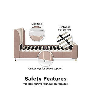 Little Seeds Valentina Kids' Full Upholstered Bed, Pink Velvet