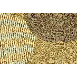 CASAVANI Natural Jute Rectangular Area Rug - 4' x 6', Beige & Black Geometric Braided Jute Rug Ideal for High Traffic Areas in Entryway, Living Room, Bedroom