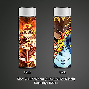 G-Ahora Anime Slayer Water Bottle,Anime Water Bottle Cup,Smart Temp Display Reusable Water Bottle 500ml (Rengoku WB)