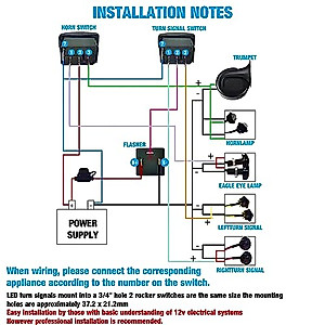 UTV ATV Horn Kit and Turn Signal Kit with Rocker Switch for Polaris RZR Ranger Honda Pioneer SXS Dirt Bike Turbo ​Can-Am Kawasaki Golf Cart Dune Buggy 4x4 Project Motorcycle…