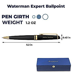 Dayspring Pens Personalized Waterman Pen | Engraved Waterman Expert Black with Gold Trim Ballpoint. Custom Engraved Gift Pen Personalized and Shipped