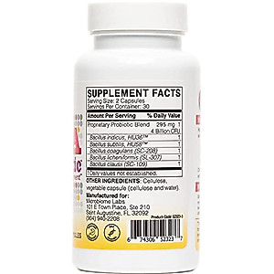 ONFIPOK MI-CR0BI0ME-Labs Spore-Based Probiotics - Daily Probiotic Supplement for Men & Women - 5 Bacillus Strains for Immune & Gut Health - Vegan-Friendly(60 Capsules)